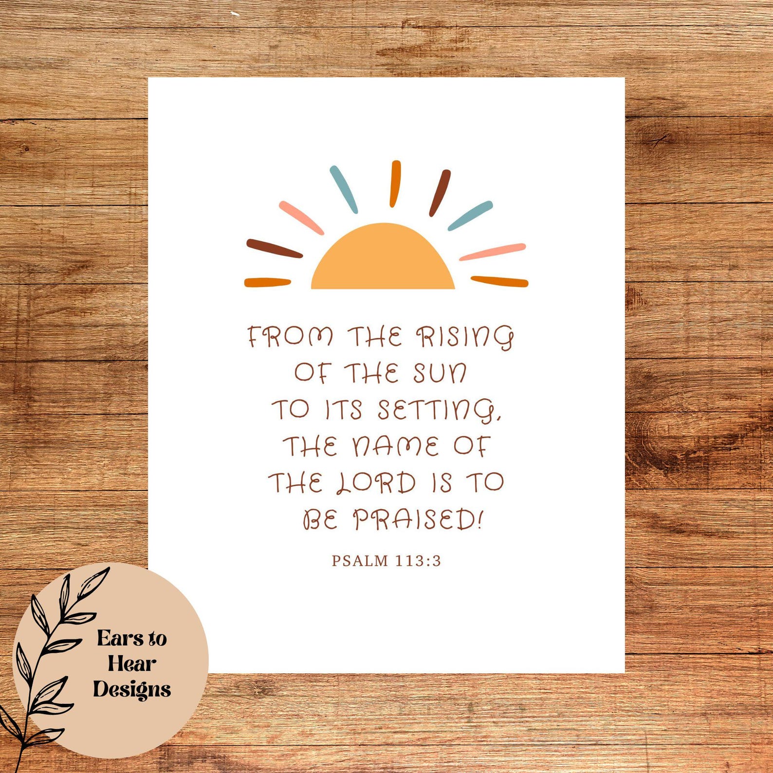 Psalm 113:3, From the Rising of Sun, Psalm Bible Nursery Decor, Minimal ...