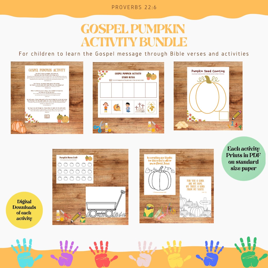 Gospel Pumpkin Activity Bundle, Christian Kids Fall Thanksgiving ...