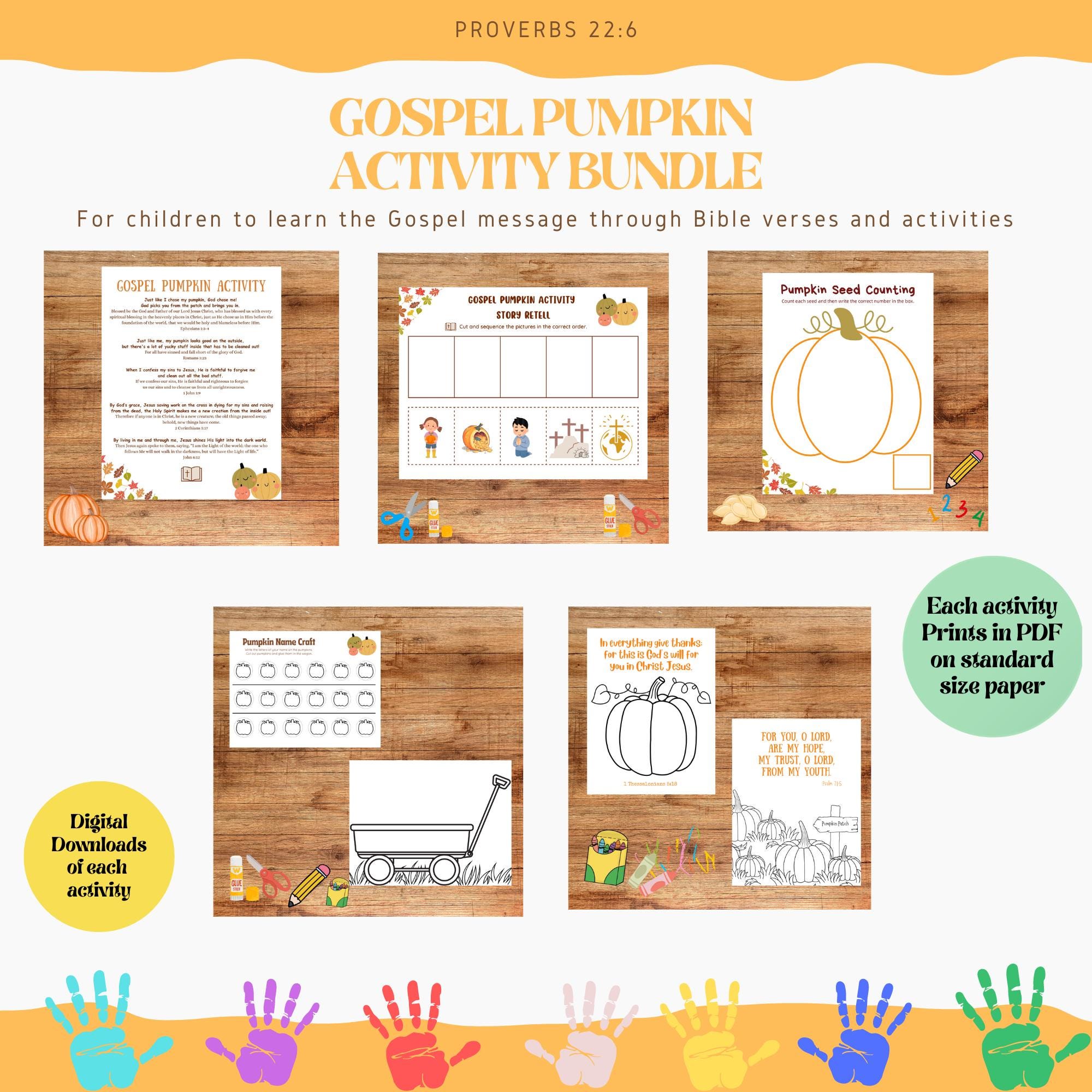 Gospel Pumpkin Activity Bundle, Christian Kids Fall Thanksgiving ...