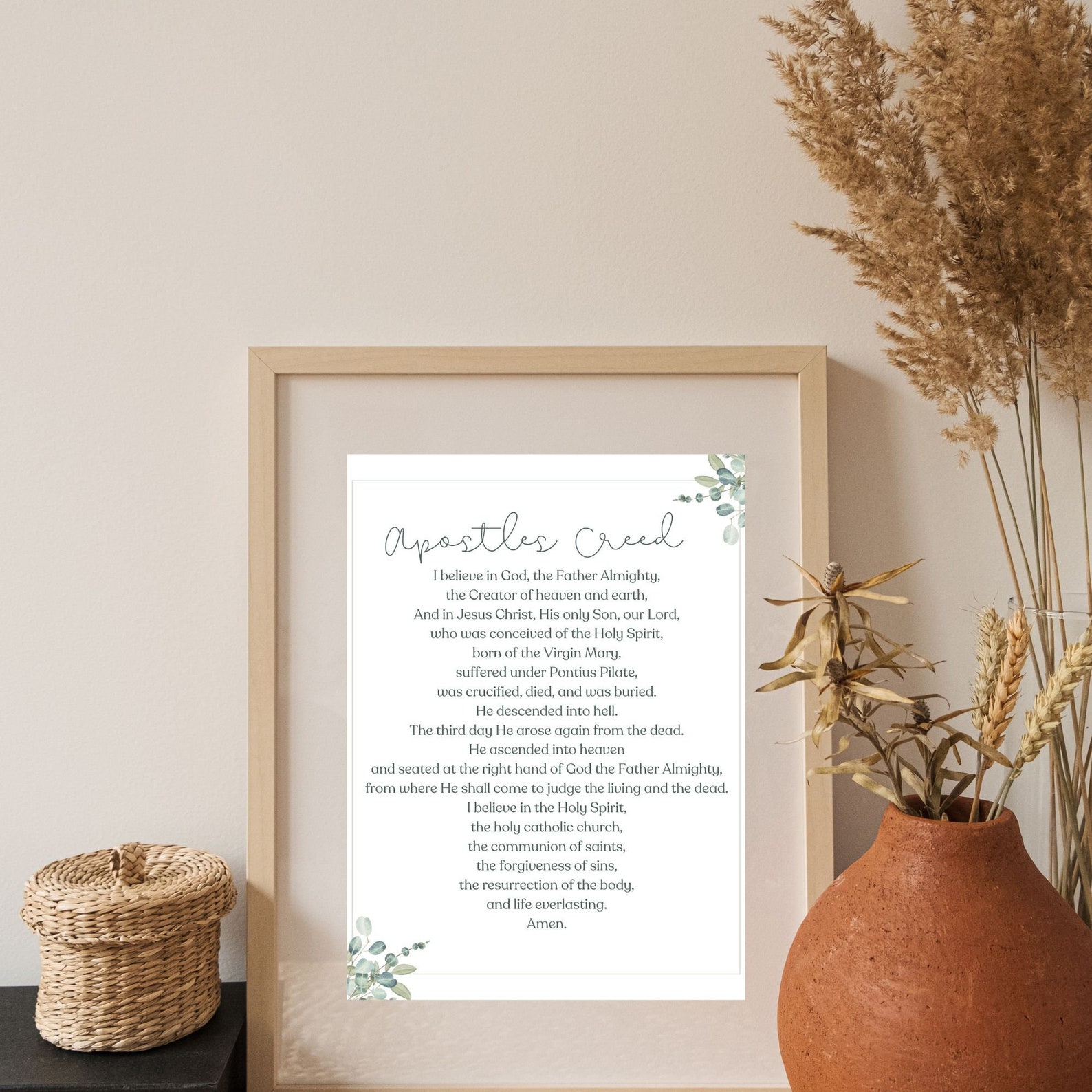 The Apostles Creed Print, Prayer Wall Art, Scripture Wall Art ...