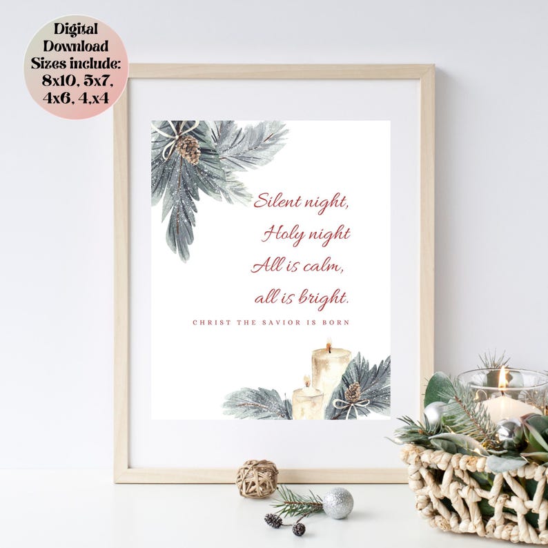 Silent Night Hymn, Holy Night Printable, Christ the Savior is Born ...
