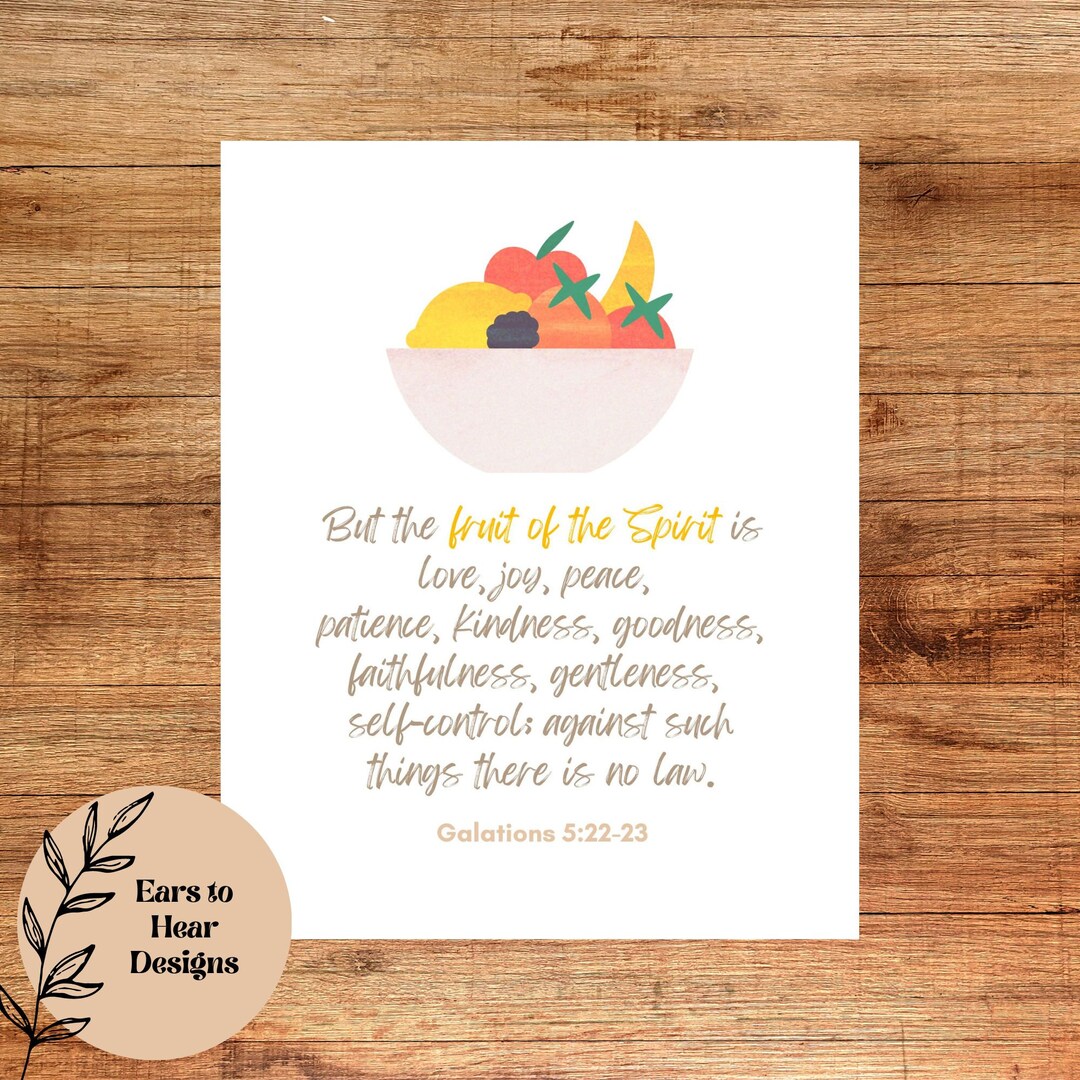 Galatians 5:22-23, Fruit of the Spirit Wall Art Printable Sign, Bible ...