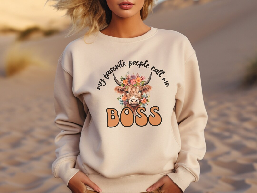 Funny Boss Sweatshirt Aesthetic Office Pullover, Boho Western Cow ...