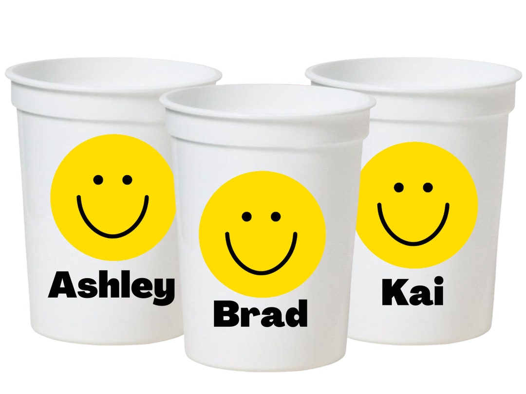 Smiley Face Party Cups 16oz Stadium Cups emoji - Etsy