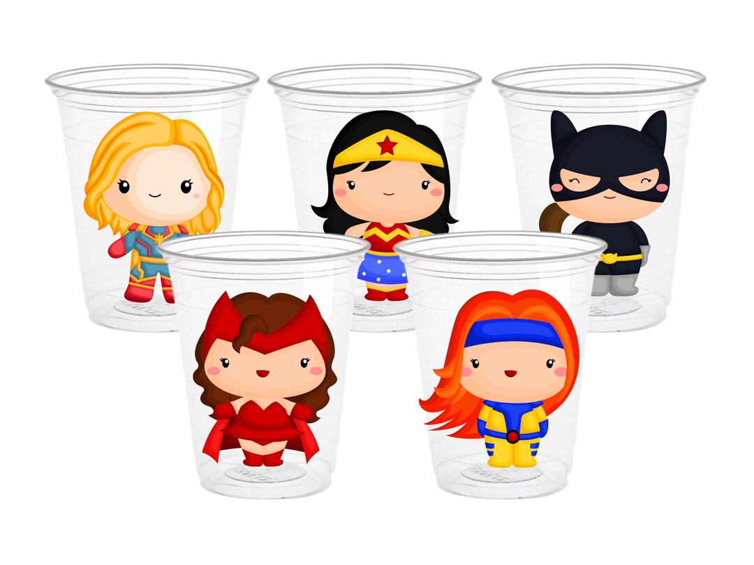 Girl Superhero Party Cups - 16oz Disposable Cups - Etsy