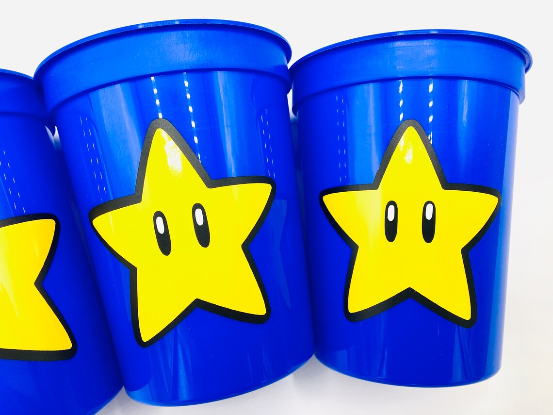 Super Mario Star Party Cups - 16oz Stadium Cups - Etsy