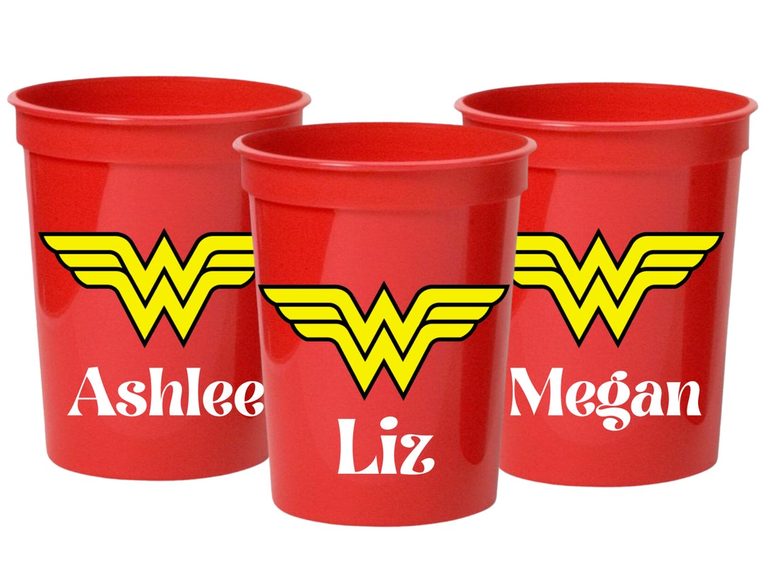 Wonder Woman Party Cups - 16oz Stadium Cups - Etsy