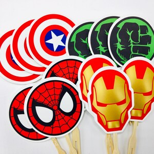 Superhero Cupcake Toppers - Spiderman, Hulk, Iron Man, Captain America ...