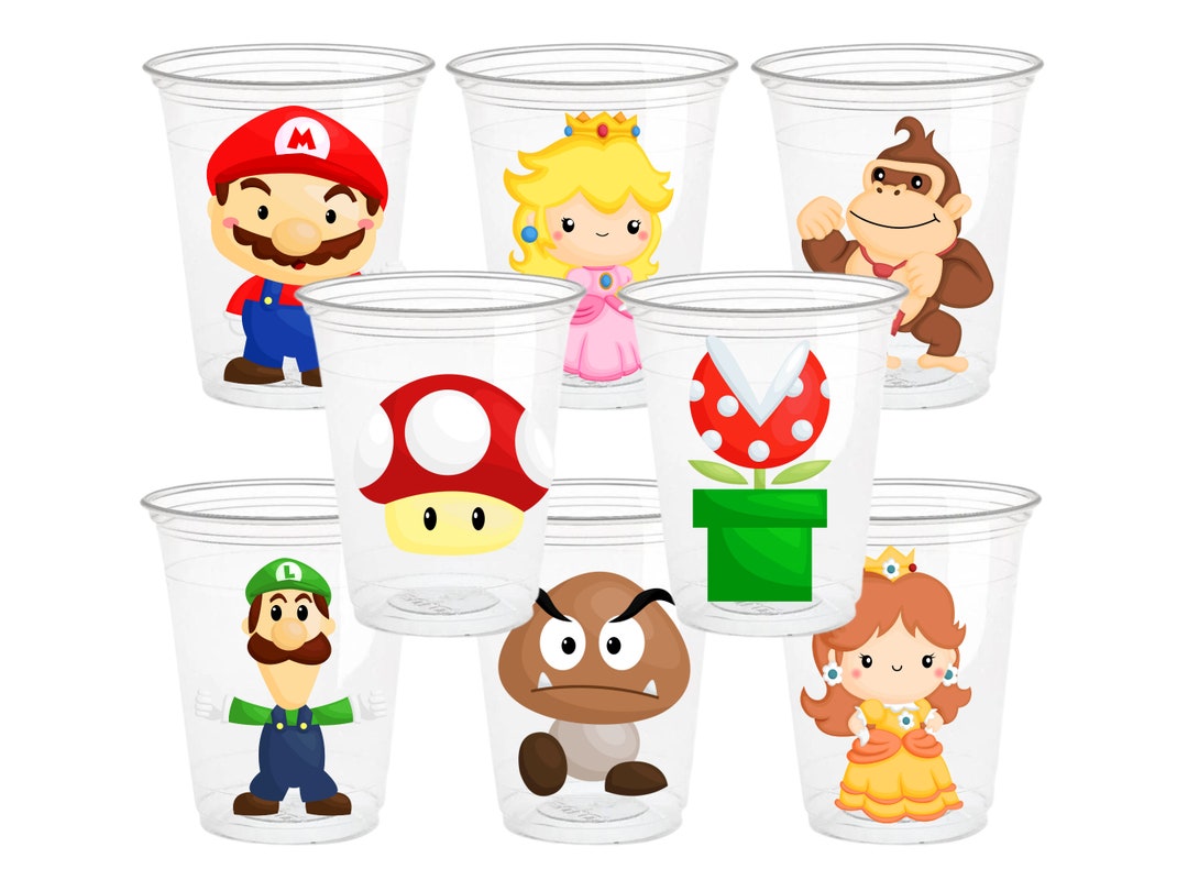 Super Mario Party Cups - 16oz Disposable Cups - Etsy