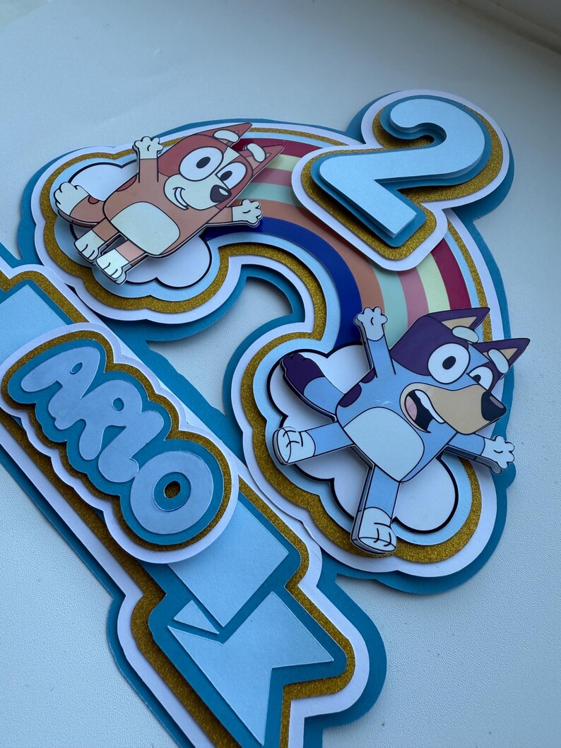 Bluey and Bingo Cake Topper, Personalised Cake Topper With Name and Age ...
