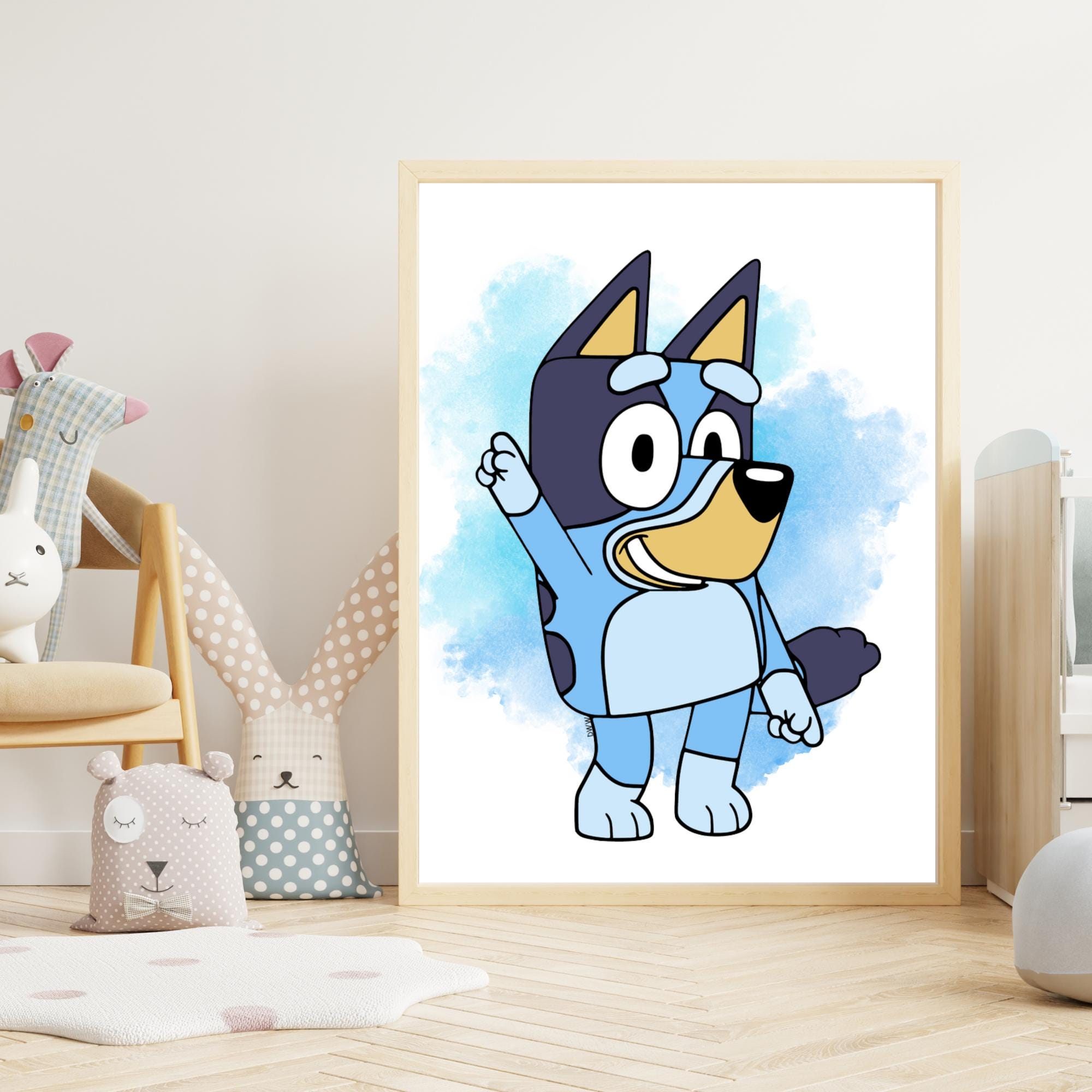 Personalised Bluey Wall Art Set of 3, Custom Bluey Room Decor Print ...