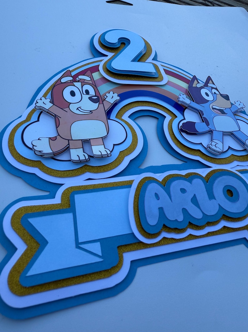 Bluey and Bingo Cake Topper, Personalised Cake Topper With Name and Age ...