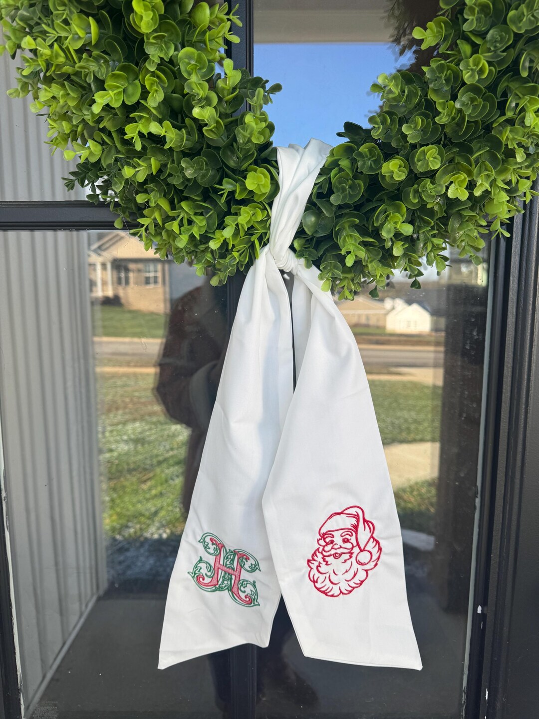 Christmas Wreath Sash With Personalized Embroidery, Monogrammed Wreath ...