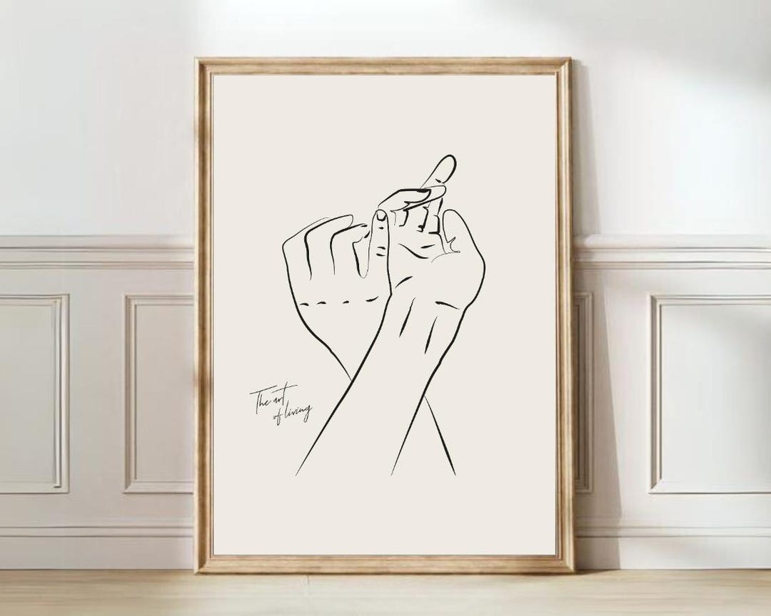 Touching Hands Print Modern Gallery Abstract Print Hands Line Art Print ...