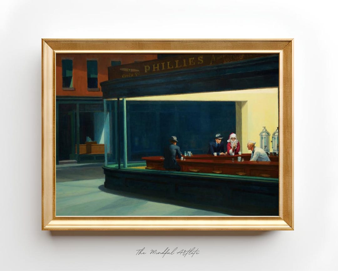 Edward Hopper Print Nighthawks Santa Print Christmas Print Christmas ...