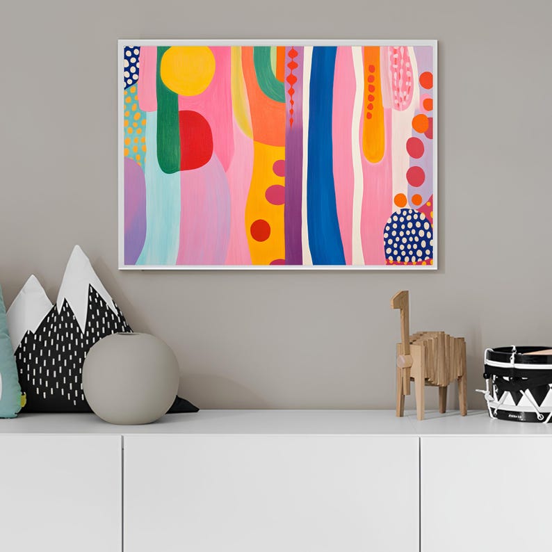 Colorful Abstract Painting Striped Abstract Printable Dopamine Decor ...