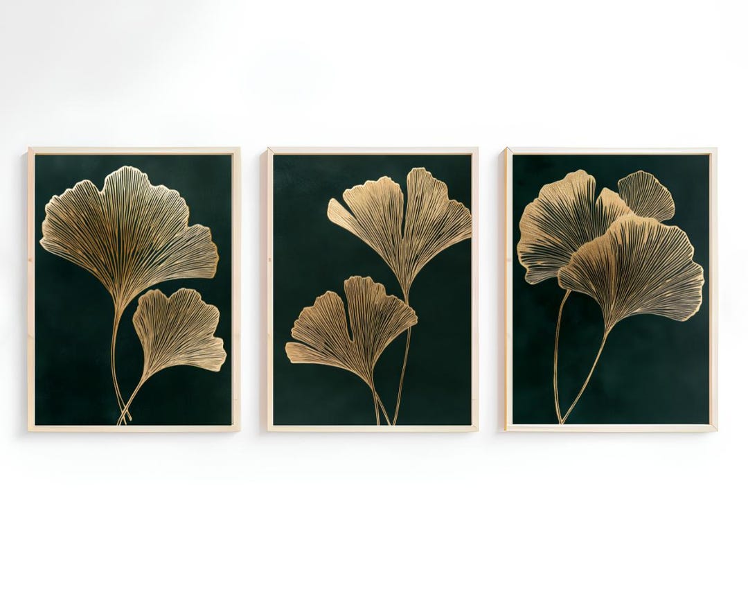 Ginkgo Print Emerald Green Print Autumn Print Fall Gallery Green Gold ...