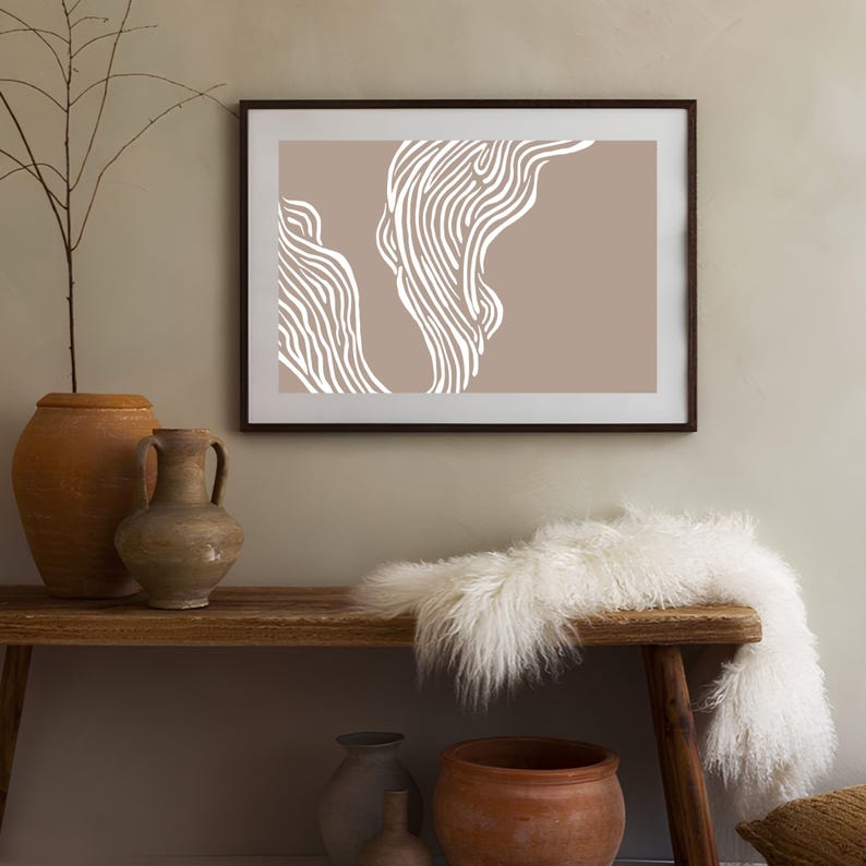 Beige Lines Print Modern Gallery Abstract Print Minimalist Print Luxury ...