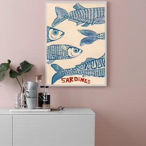 Sardines Print Sardine Tin Vintage Poster Retro Sardine Wall Art Fish ...