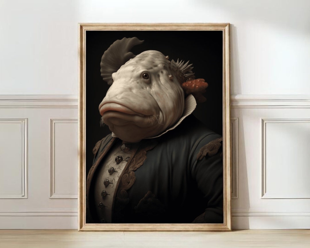 Victorian Blobfish Print Blobfish Poster Vintage Animal Portrait ...