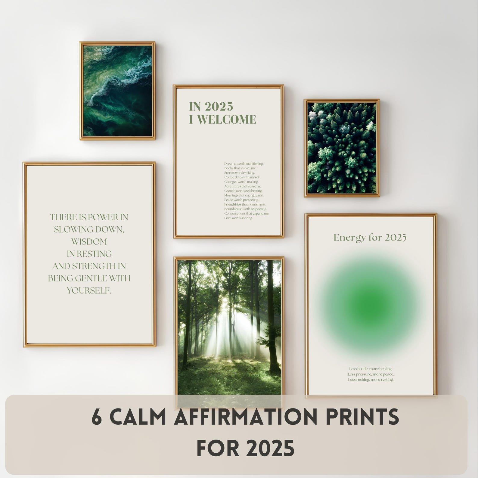 Green Affirmation Print Manifestation Print Green Gallery Wall Calm ...