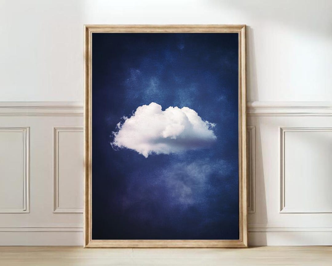 Cloud Print Blue Cloud Painting Blue Wall Art Purple Print Minimalist ...
