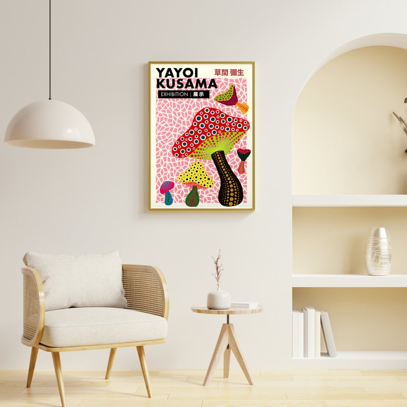 Yayoi Kusama Poster Pik Mushrooms Exhibition Poster Yayoi Kusama Wall ...
