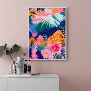 Colorful Mountains Print Abstract Mountains Poster Patchwork Floral ...