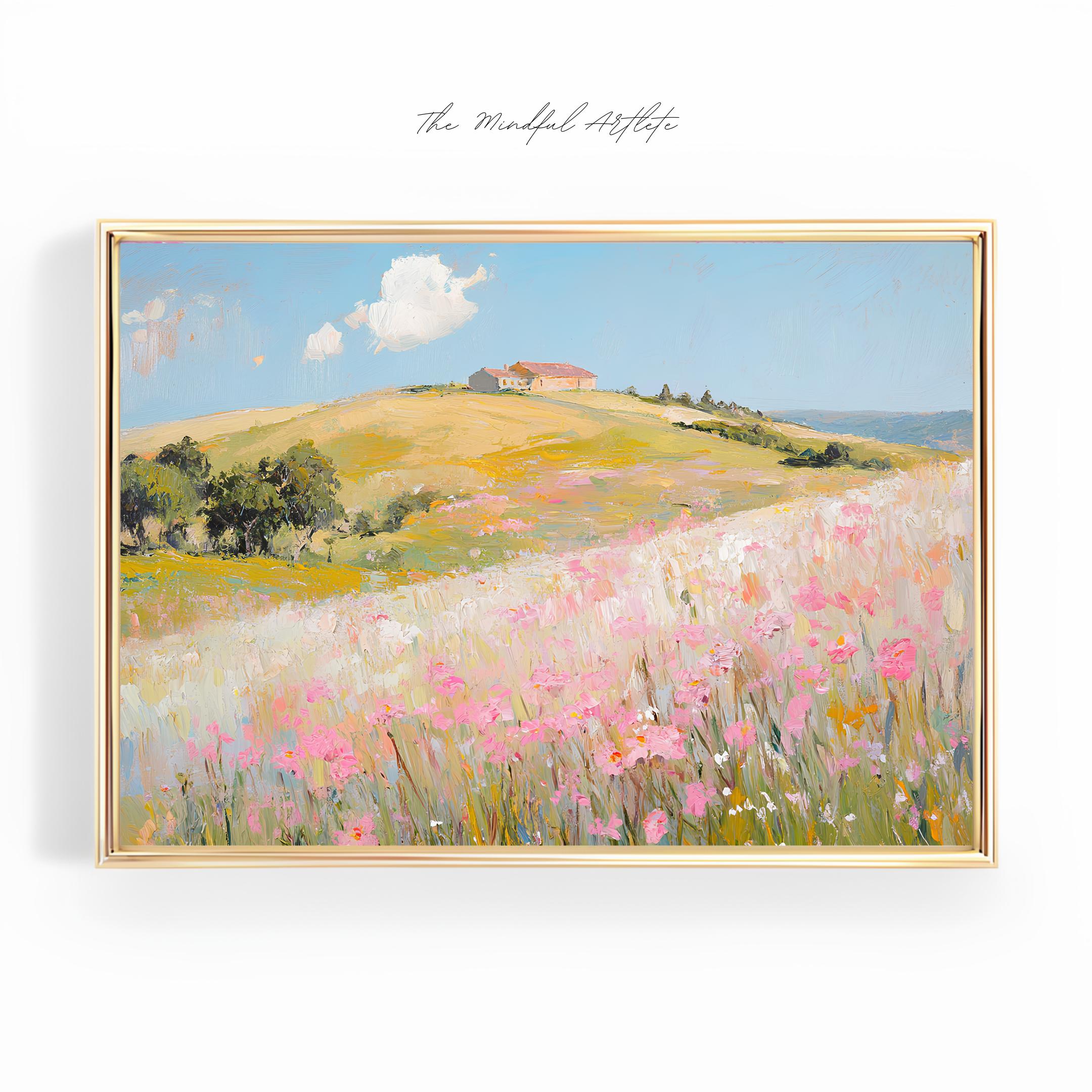 Colorful Abstract Landscape Painting Horizontal Spring Wildflower Field ...