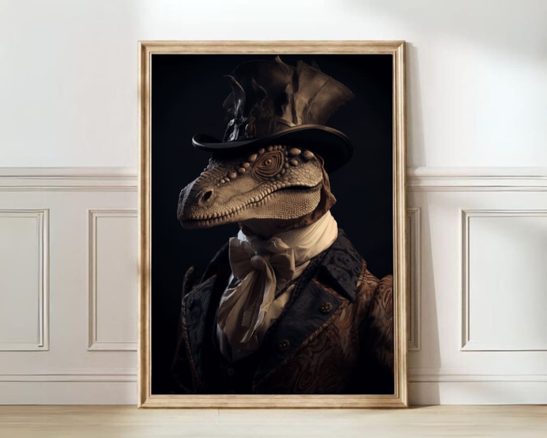 Victorian Dinosaur Print Dinosaur Poster Vintage Animal Portrait ...