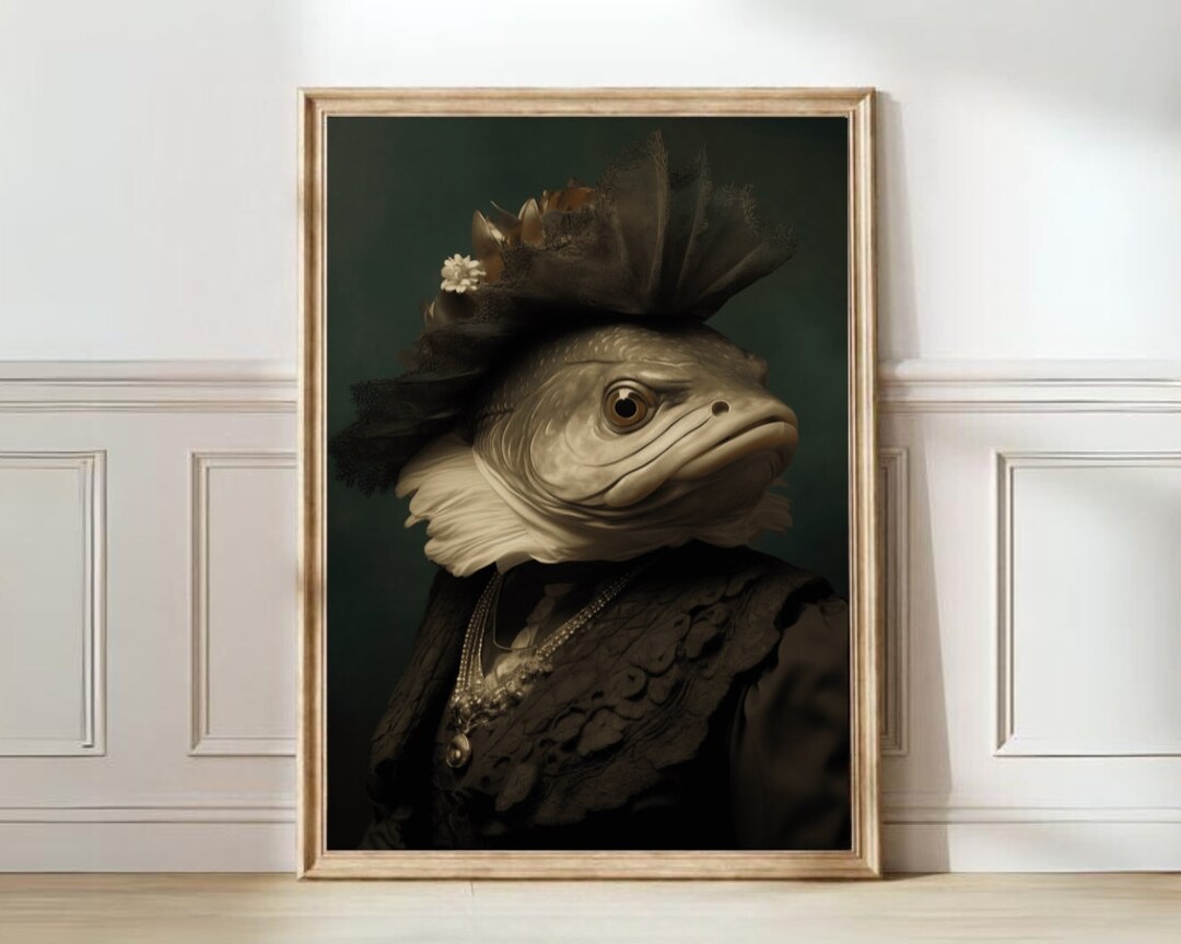 Victorian Fish Print Fish Poster Vintage Animal Portrait Fish Portrait ...
