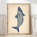 Herring Print Linocut Vintage Poster Retro Herring Wall Art Fish Print ...
