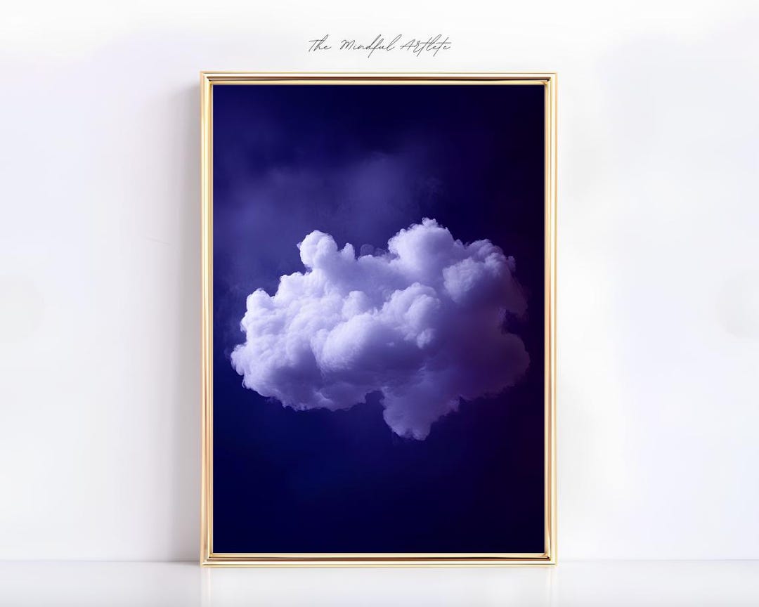 Cloud Print Blue Cloud Painting Blue Wall Art Purple Print Minimalist ...