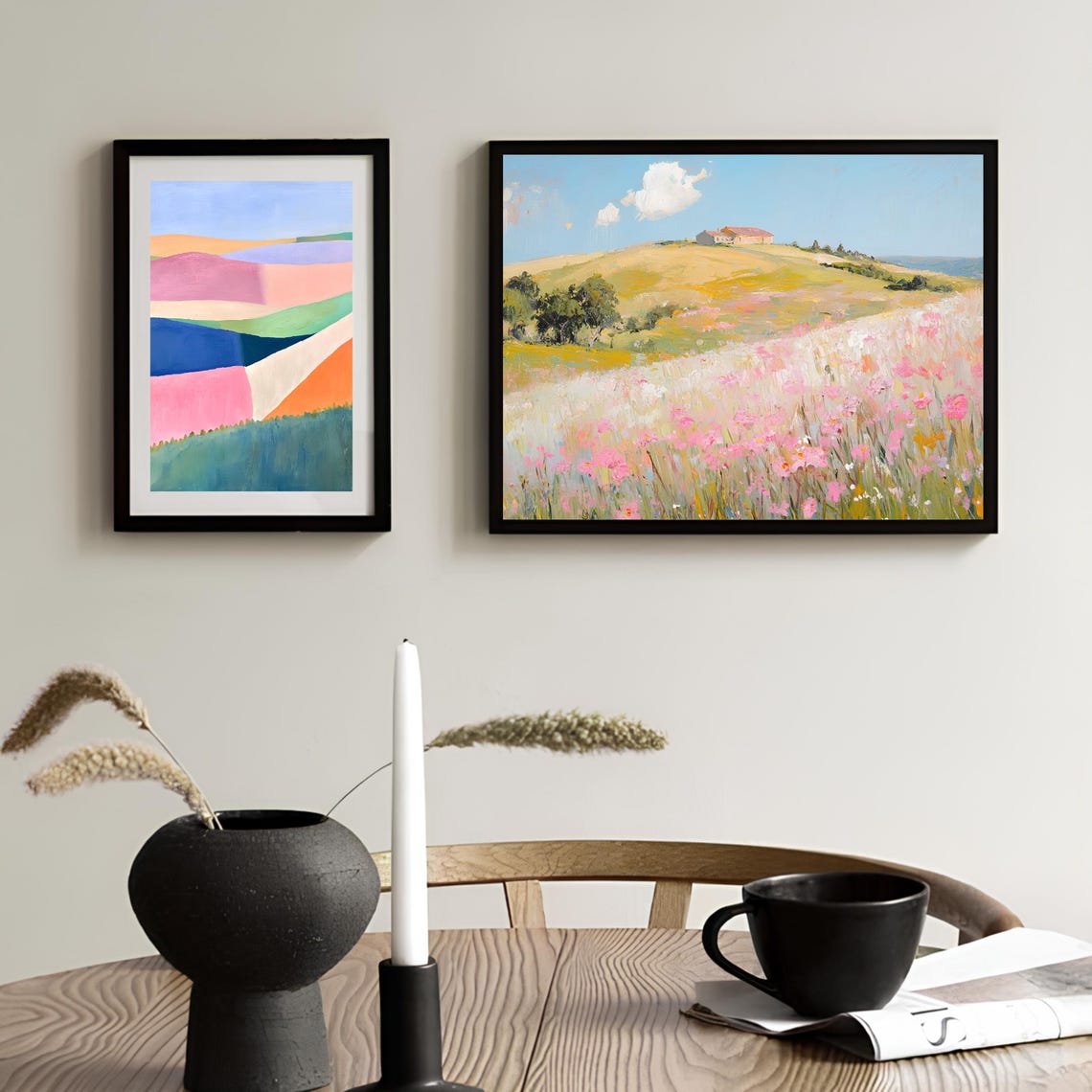 Colorful Abstract Landscape Painting Horizontal Spring Wildflower Field ...