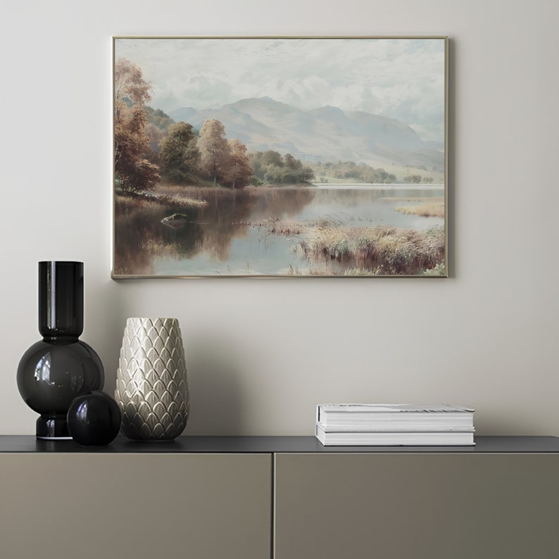 Vintage Lake Painting Vintage Landscape Painting Lake Print Vintage ...