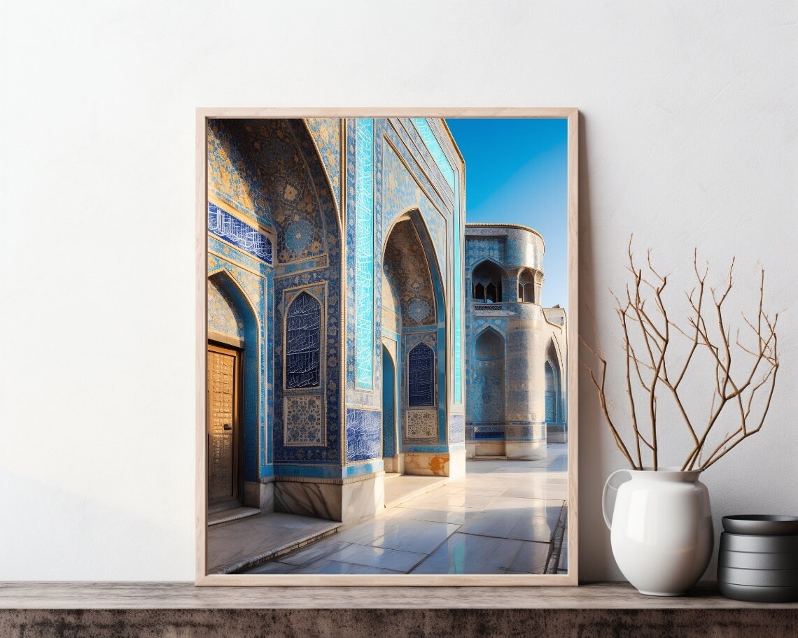 Afghanistan Print Blue Mosque Wall Art Afghan Poster Islam Wall Art ...