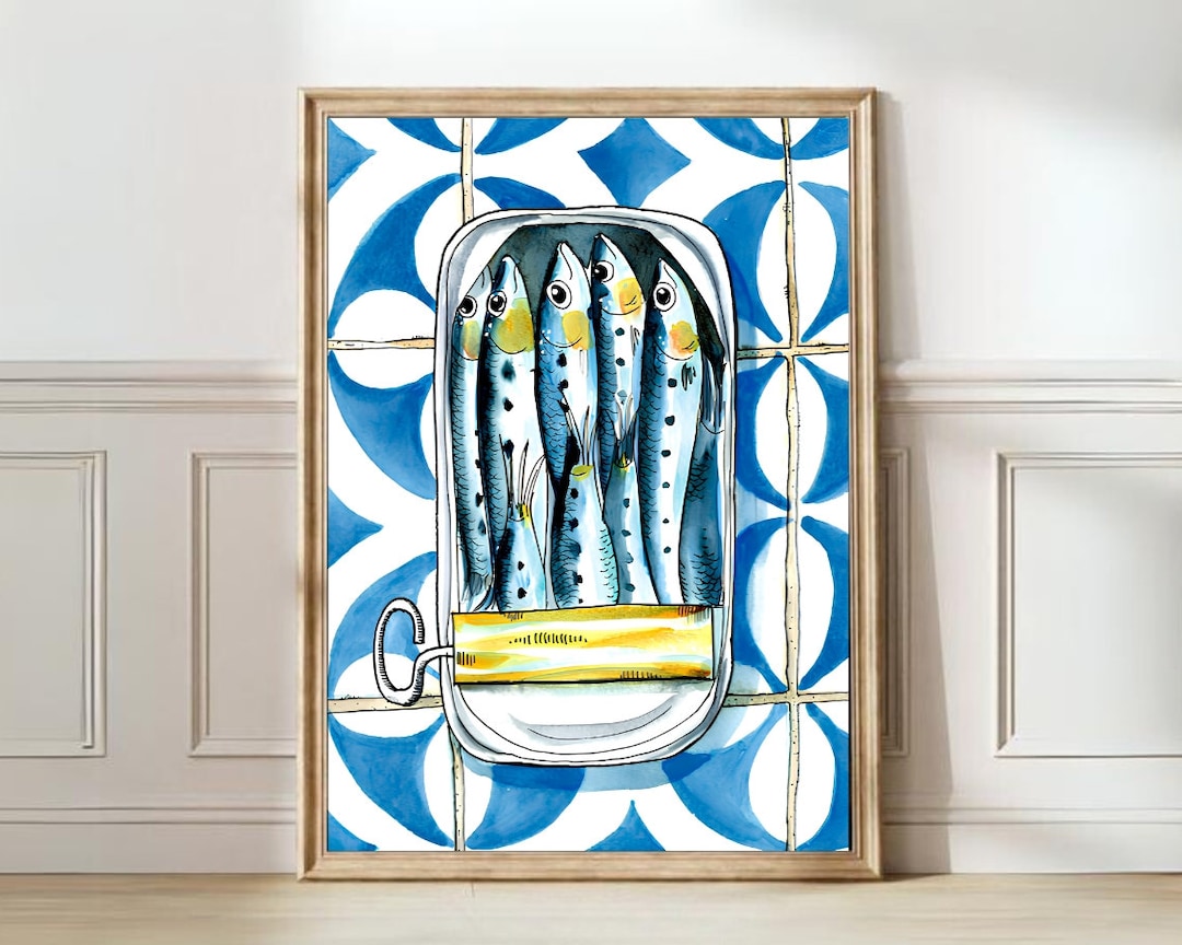 Sardines Print Sardine Tin Vintage Poster Retro Sardine Wall Art Fish ...