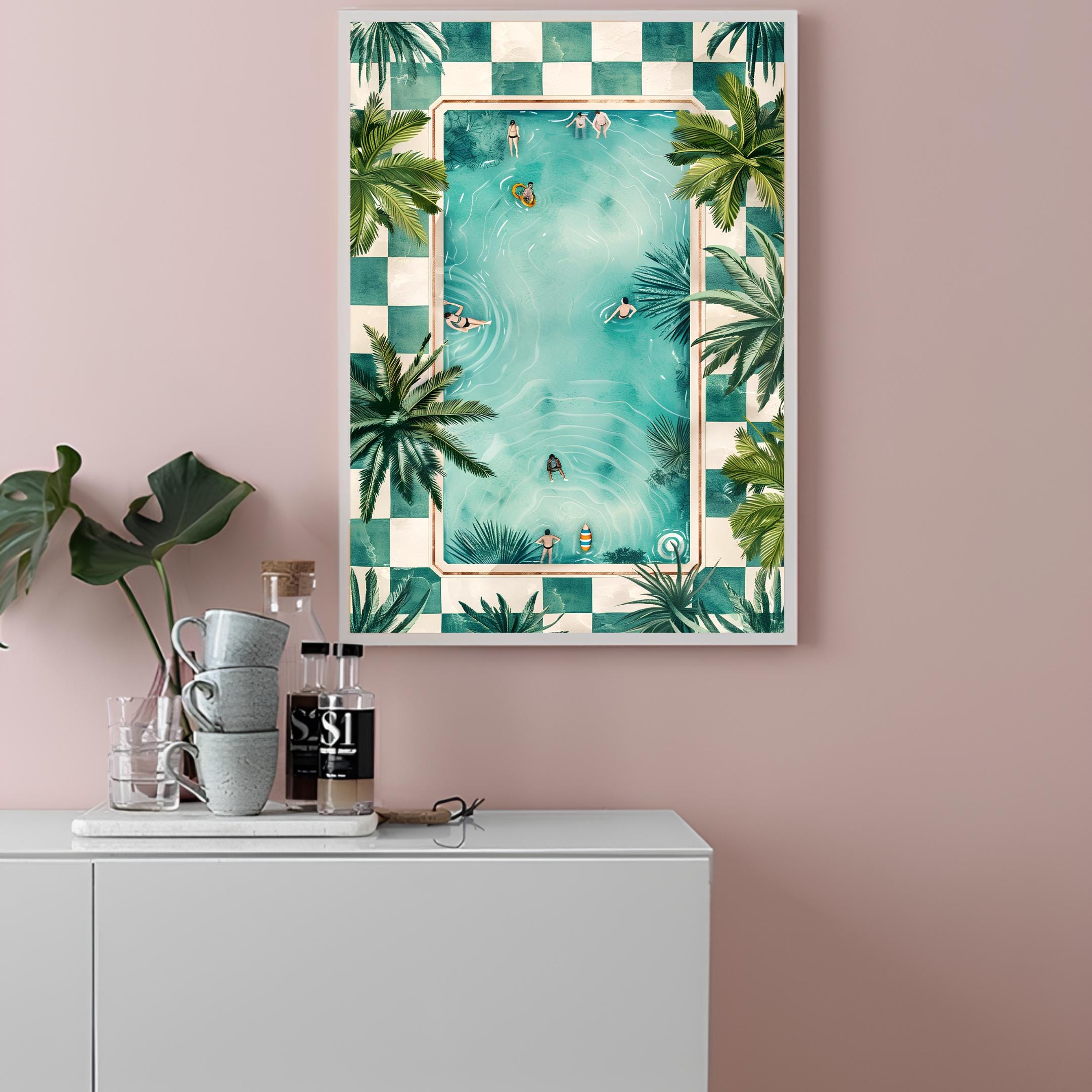 Swimming Pool Print Pool Illustration Watercolor Swimming Pool Vacation ...
