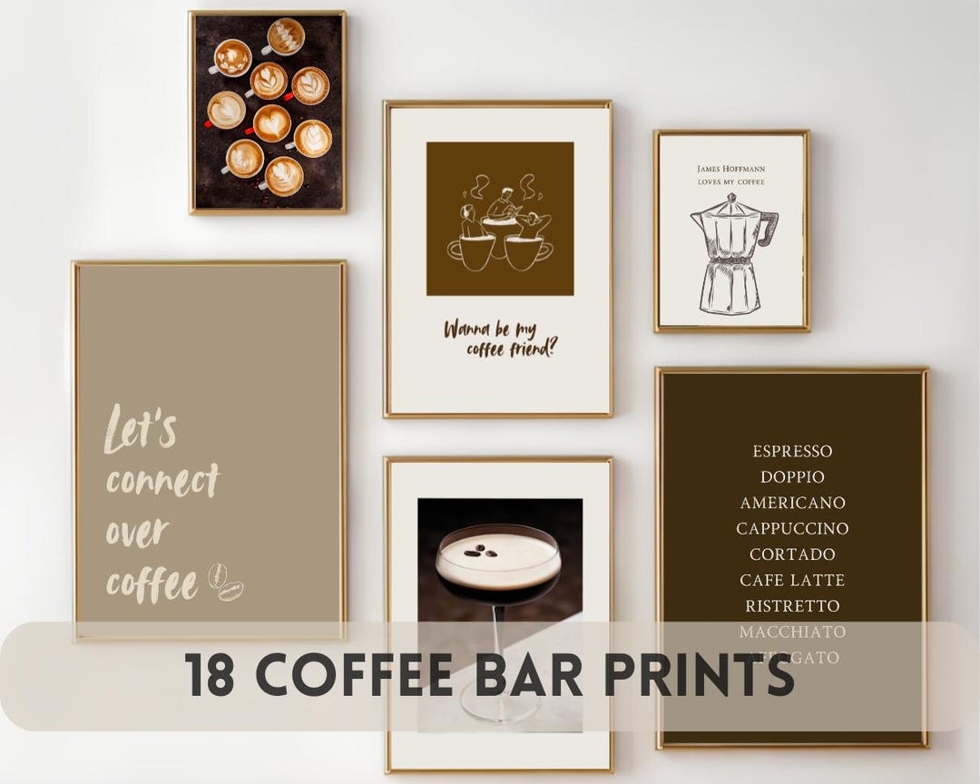 Coffee Print Set of 18 Coffee Bar Print Coffee Bar Wall Art Minimalist ...