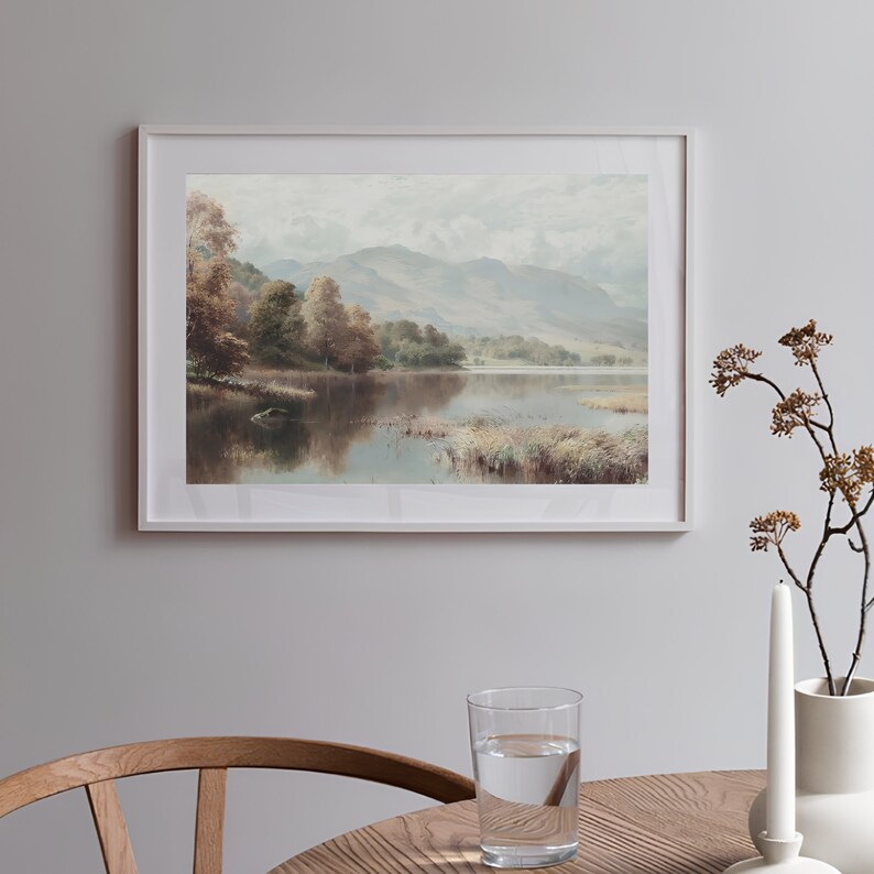 Vintage Lake Painting Vintage Landscape Painting Lake Print Vintage ...