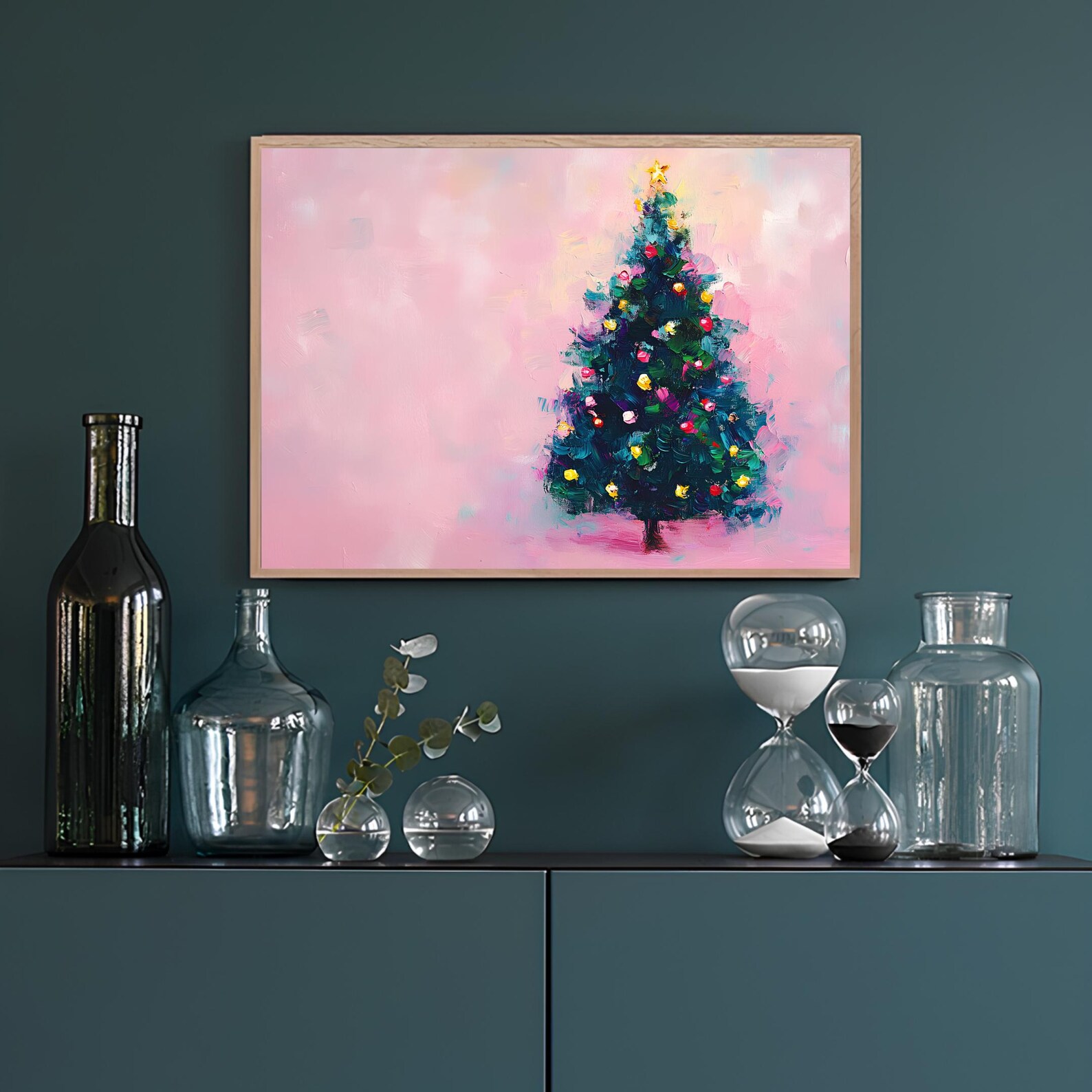 Pink Christmas Tree Print Christmas Printable Holiday Decor Colorful ...