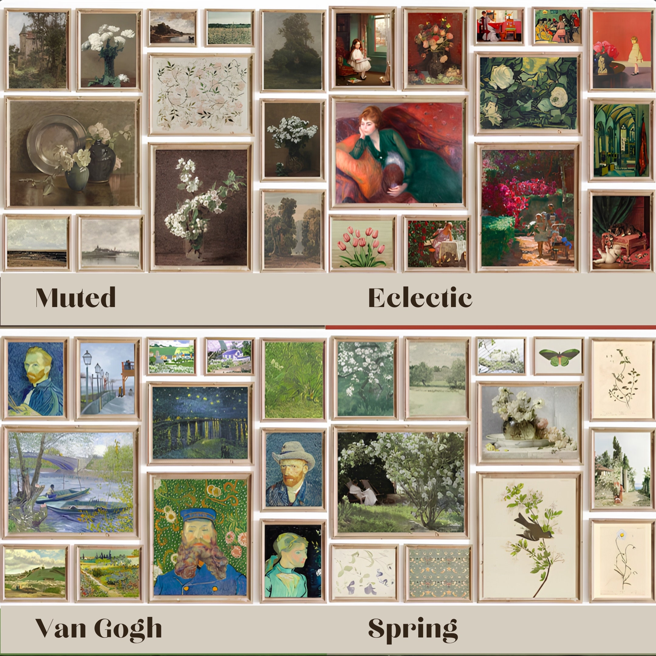 2000 Vintage Prints Vintage Painting Eclectic Print Set Moody Print ...