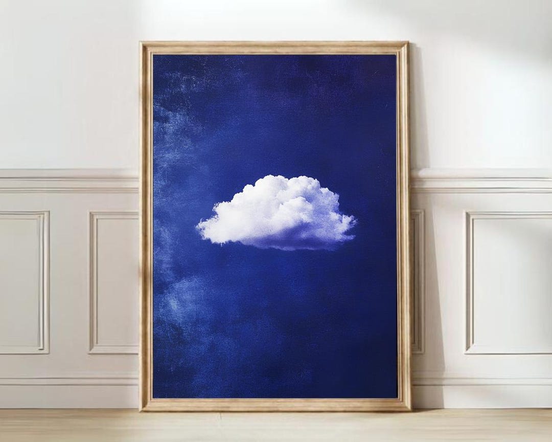 Cloud Print Blue Cloud Painting Blue Wall Art Purple Print Minimalist ...