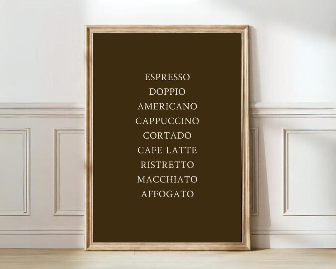 Coffee Print Coffee Chart Print Coffee Bar Print Coffee Bar Wall Art ...