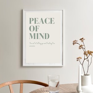 Green Affirmation Print Peace of Mind Print Spiritual Motivational ...
