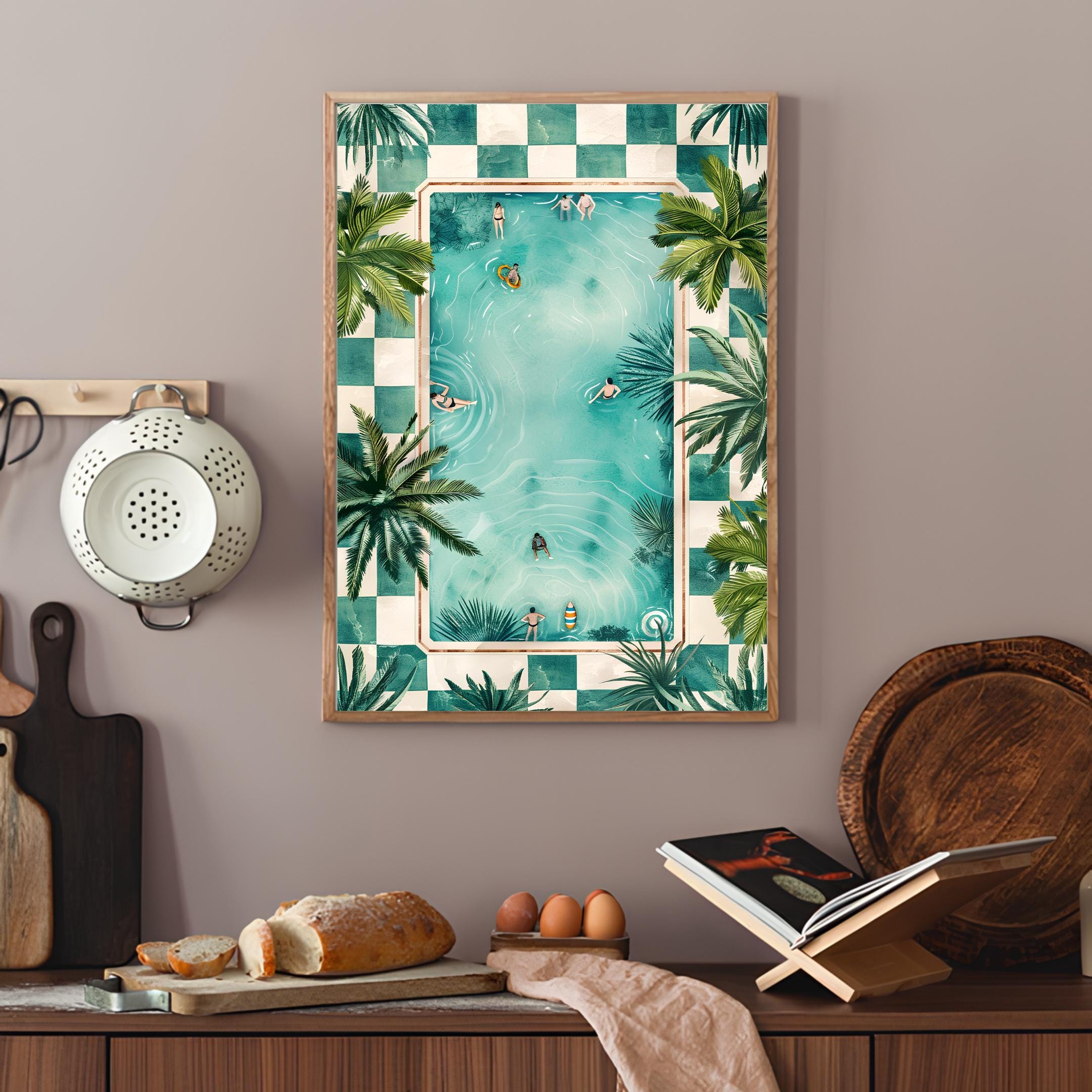 Swimming Pool Print Pool Illustration Watercolor Swimming Pool Vacation ...