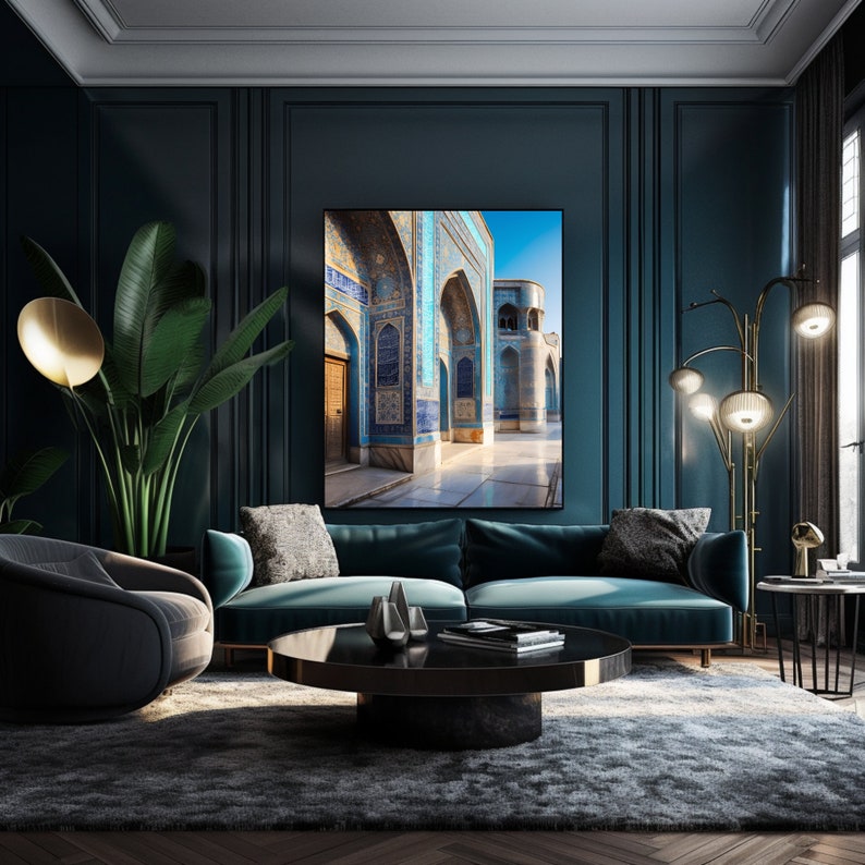 Afghanistan Print Blue Mosque Wall Art Afghan Poster Islam Wall Art ...