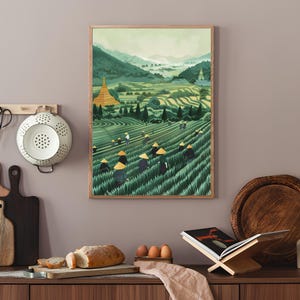 Vietnam Print Vietnam Illustration Rice Field Print Rice Terrace Poster ...