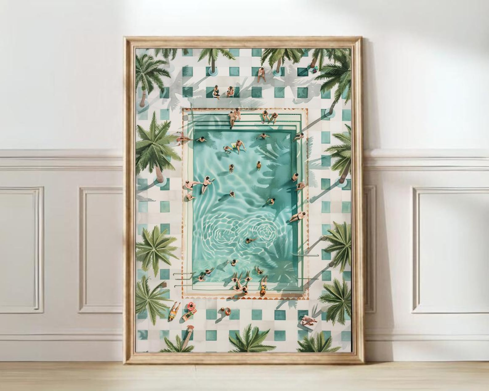 Swimming Pool Print Pool Illustration Watercolor Swimming Pool Vacation ...