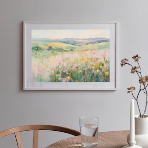 Colorful Abstract Landscape Painting Horizontal Spring Wildflower Field ...